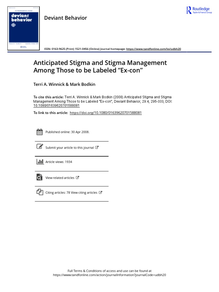 Anticipated Stigma and Stigma Management Among Those To Be Labeled Ex ...