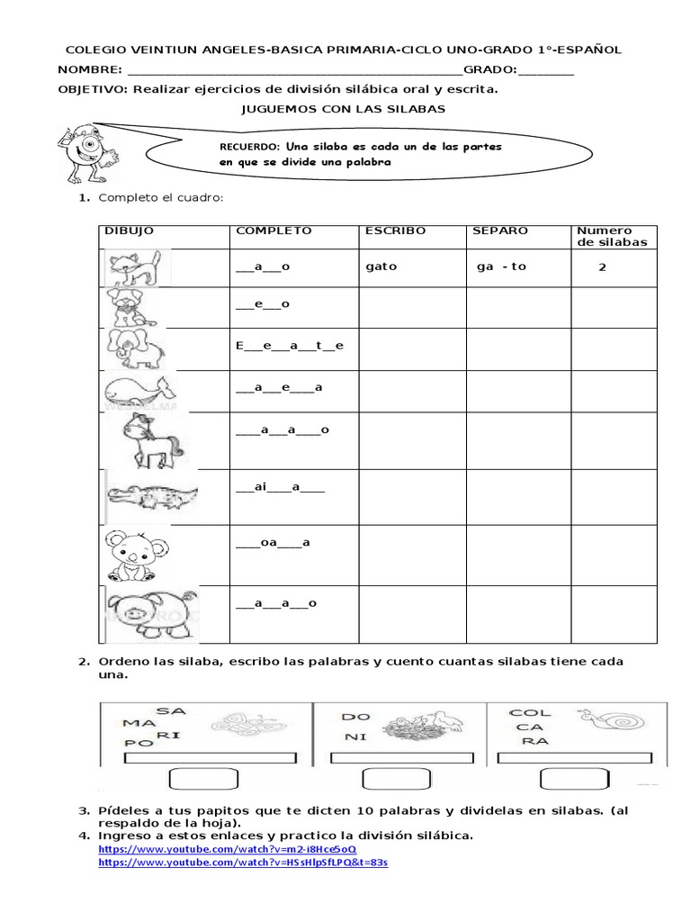 Division De Silabas En Espanol