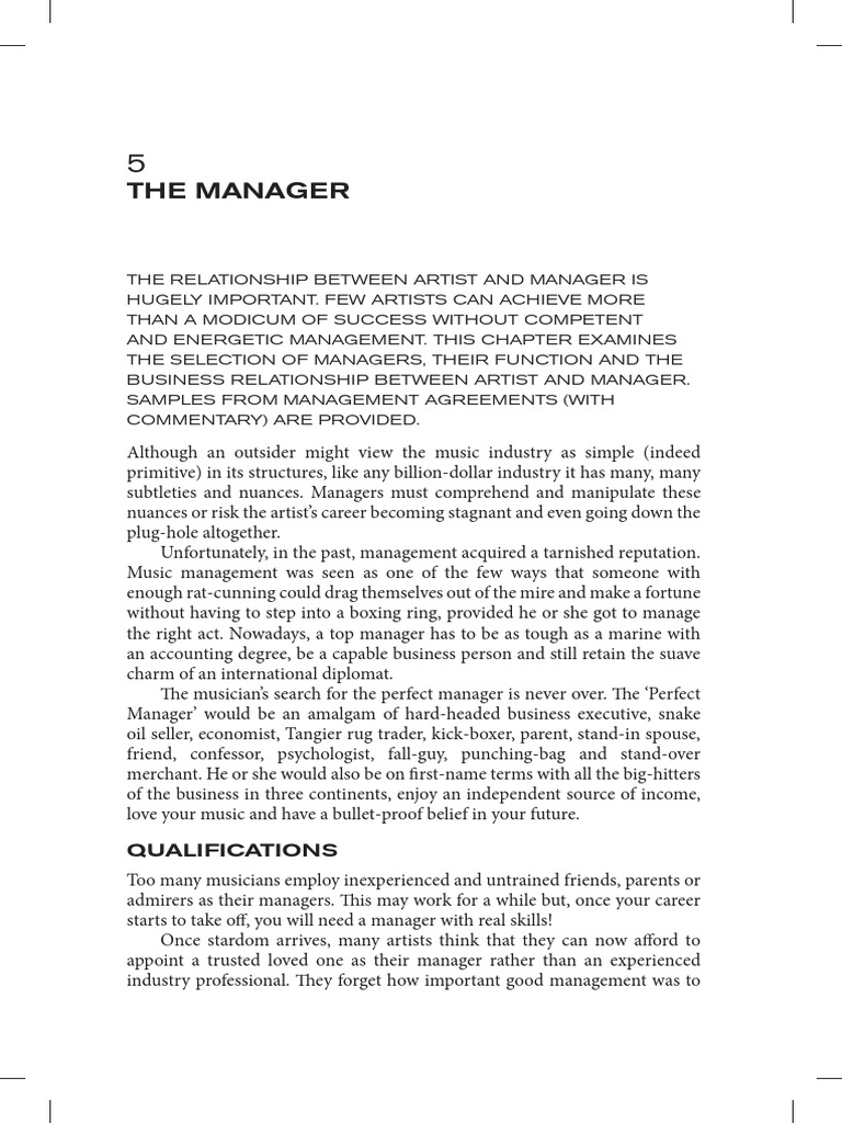 Music Business Chapter 5 The Manager | PDF | Net Income | Expense