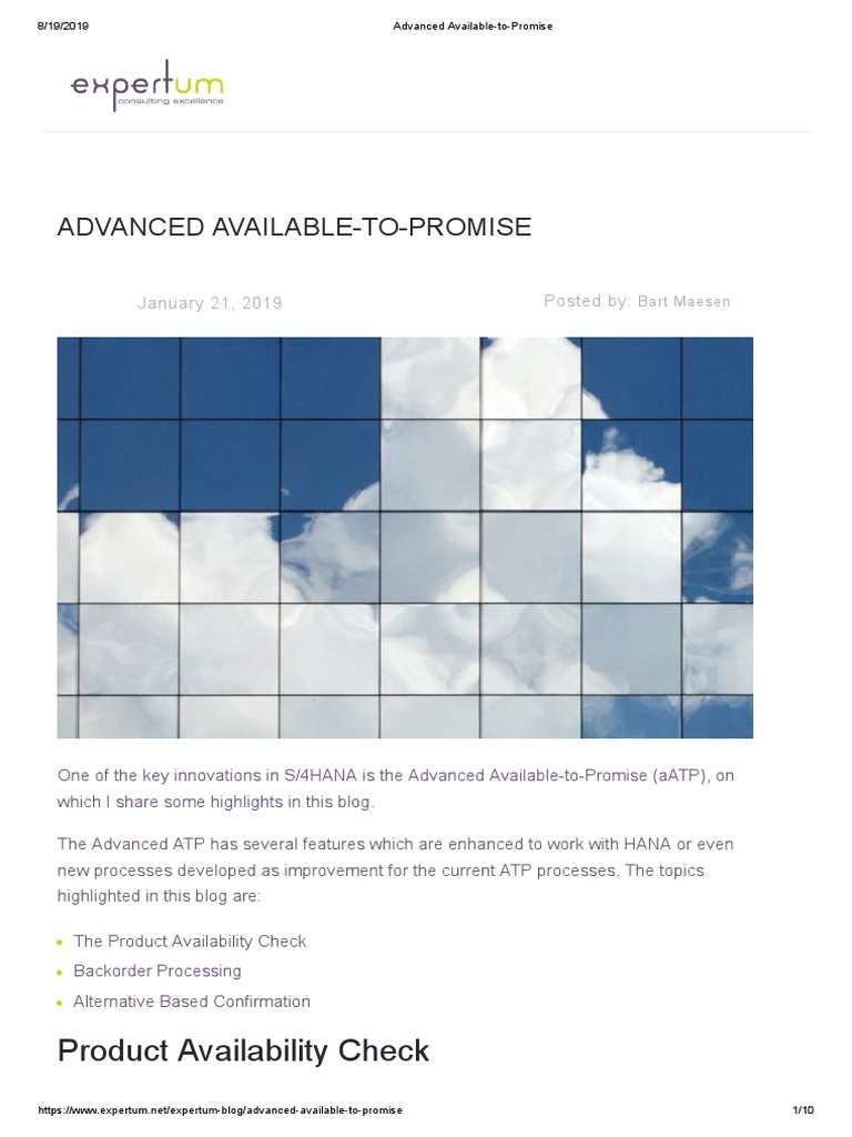 Advanced Available-to-Promise | PDF | Sap Se | Computing