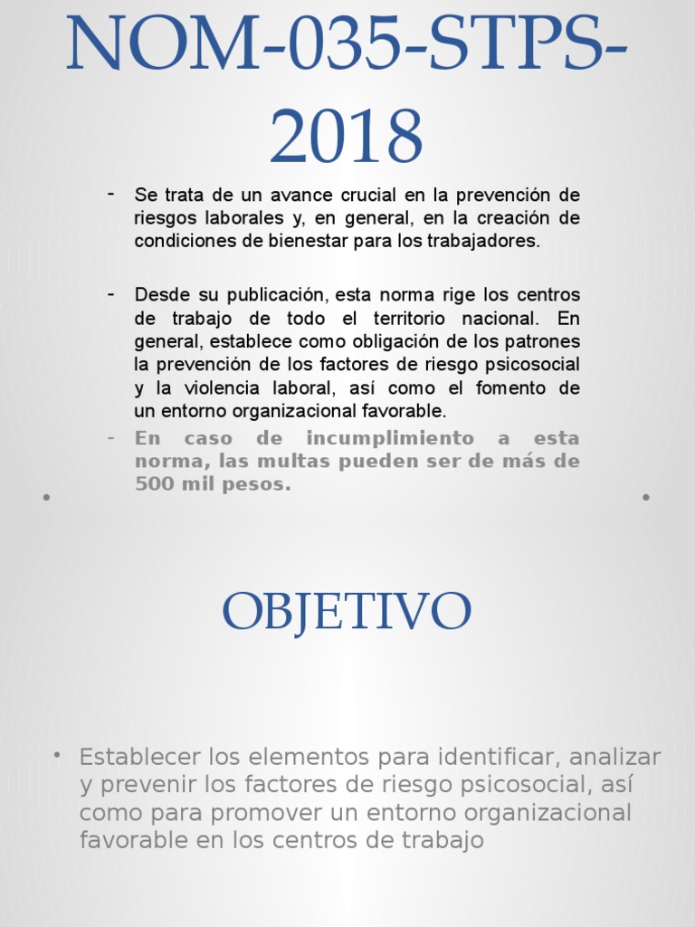 NOM 035 STPS 2018.pptm | Descargar gratis PDF | Seguridad y salud ...