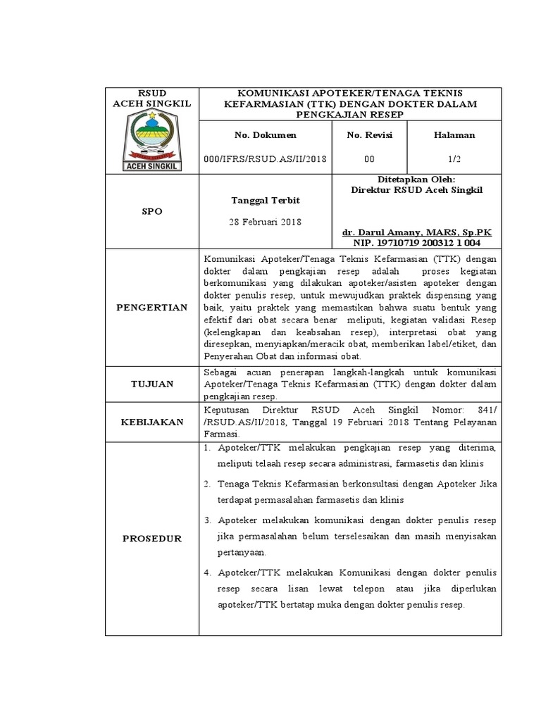 Tugas TTK dalam Pengkajian Resep | PDF
