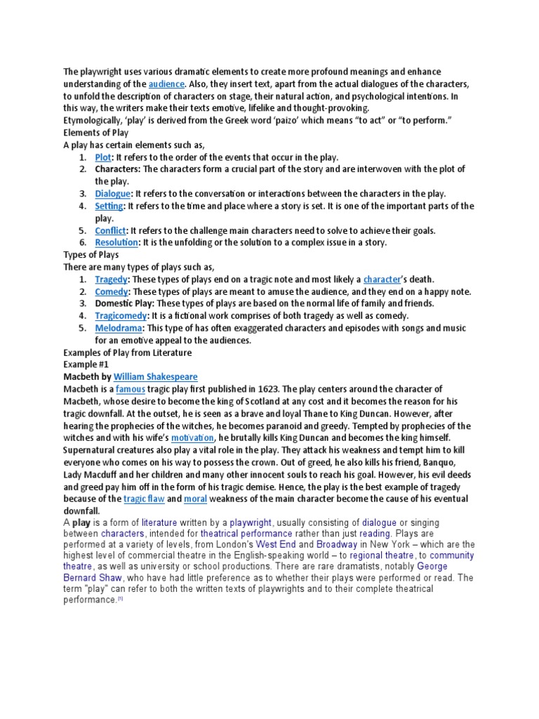 Elements of A Play | PDF | Play (Theatre) | Macbeth