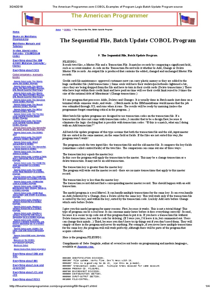 COBOL Examples of Program1 | PDF | Ibm System I | Computing