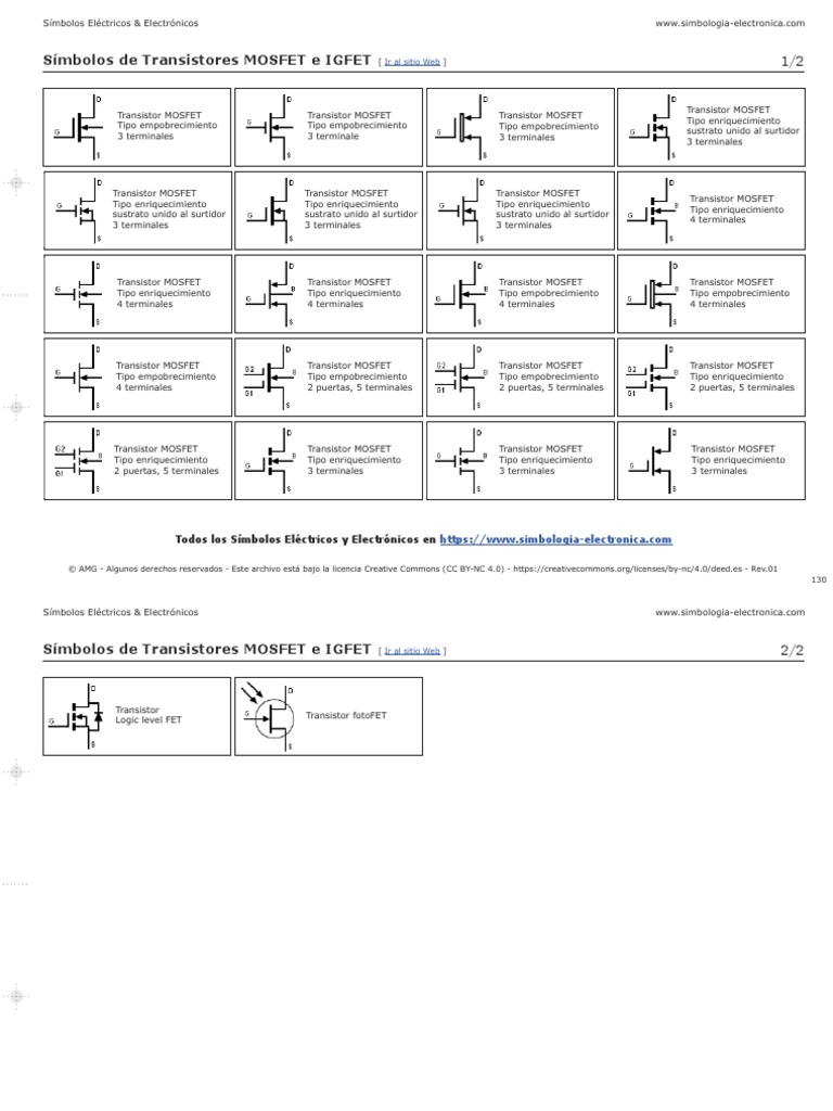 Simbolos Transistores MOSFET IGFET | PDF | Mosfet | Transistor