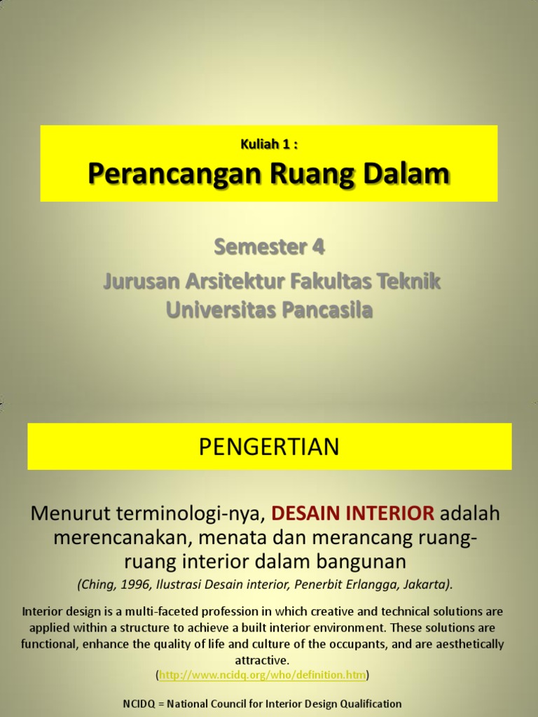 Pengertian Perancangan Ruang Dalam | PDF