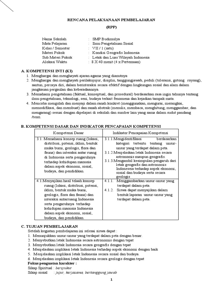 RPP Ips Kelas 7 | PDF