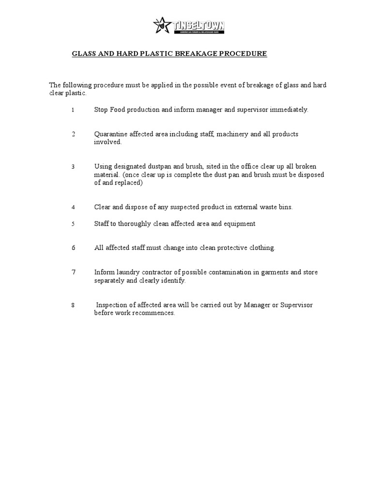 Breakage Procedure PDF | PDF