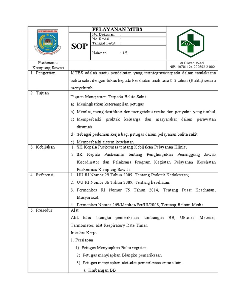 Sop Pelayanan MTBS | PDF
