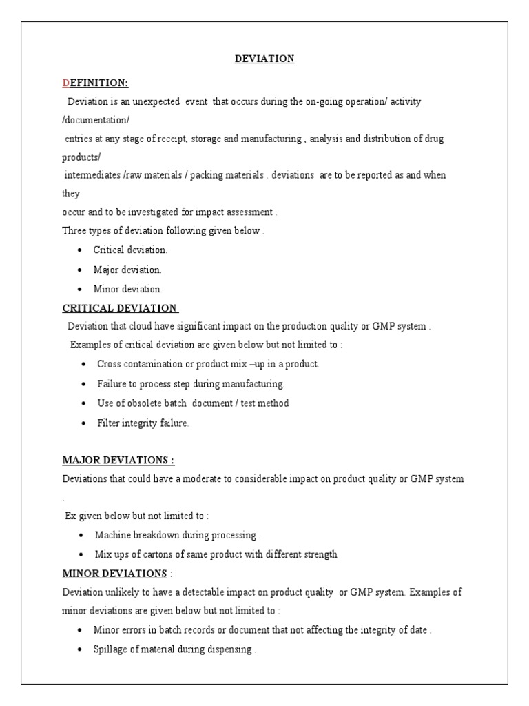 DEVIATION | PDF | Evaluation | Business