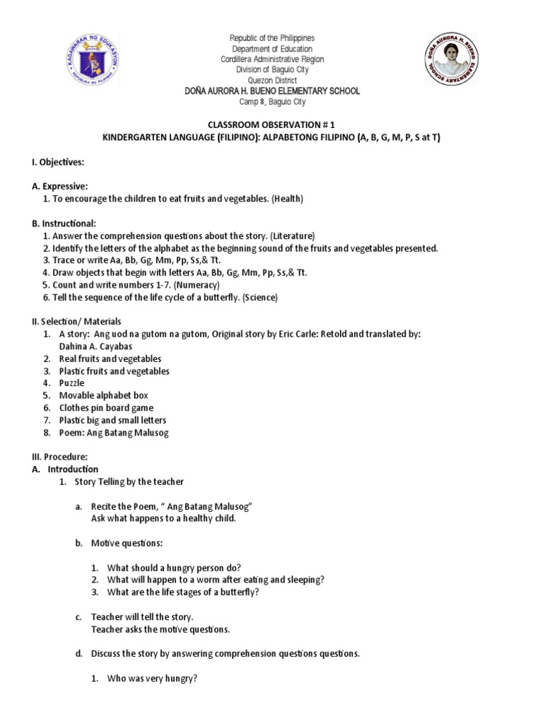 Kindergarten LP For Cot #1 | PDF | Behavior Modification | Cognition