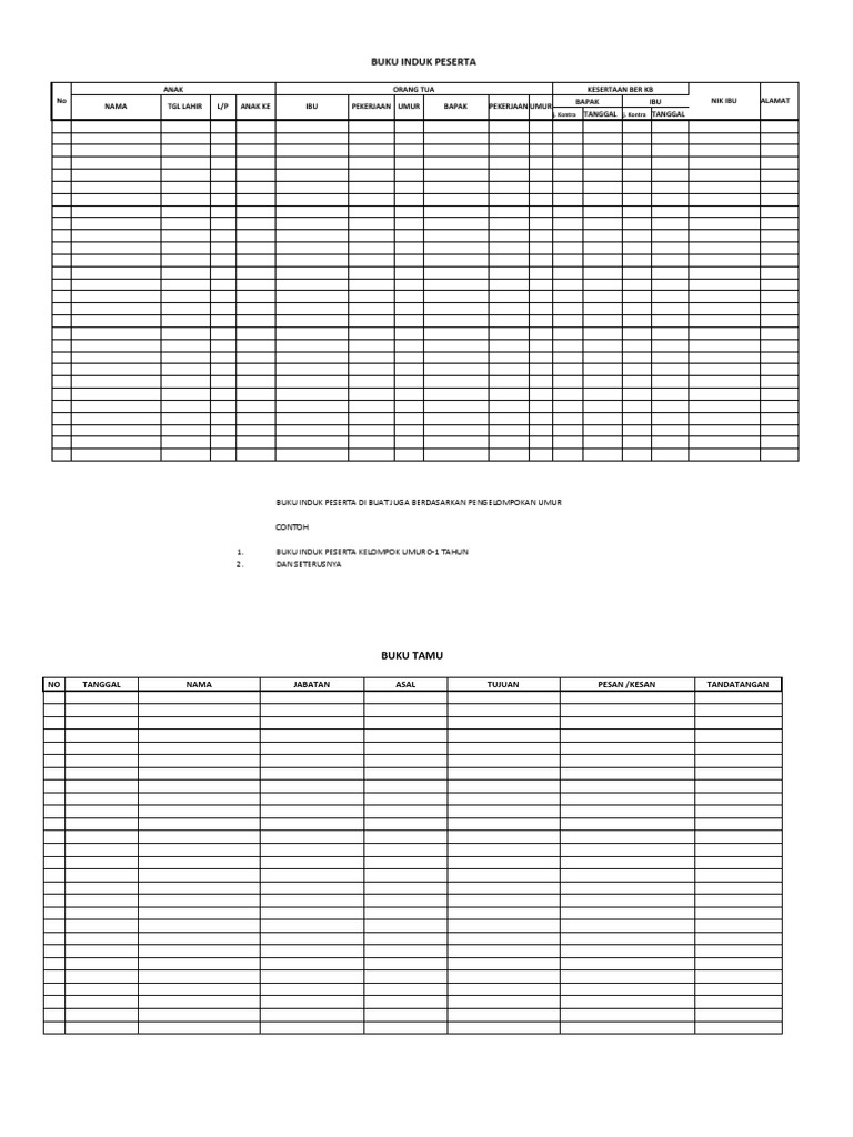 Buku Register Kelompok BKB | PDF