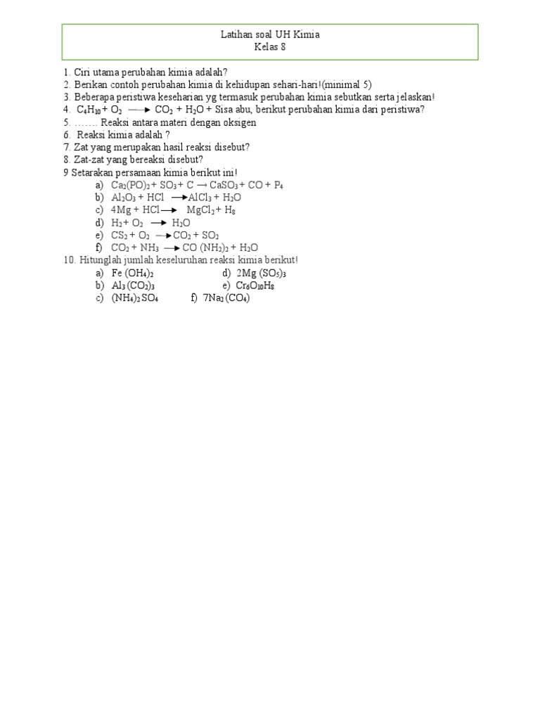 Soal Kimia 8 | PDF