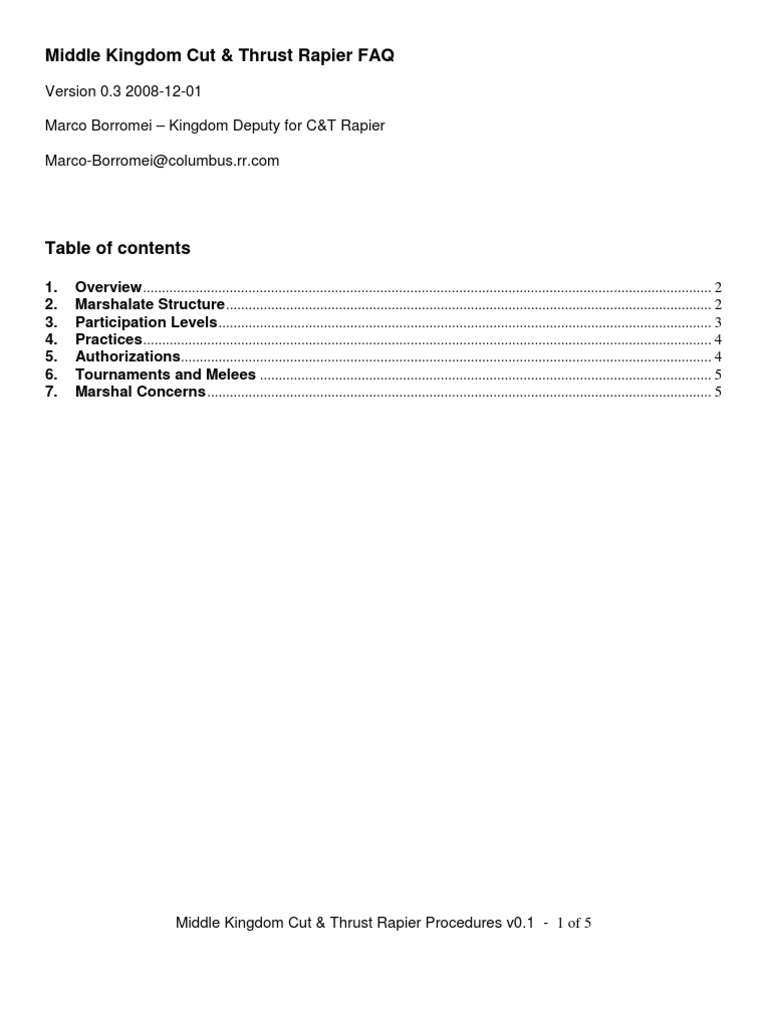 Middle Kingdom Cut & Thrust Rapier FAQ | PDF | Sword | Sports