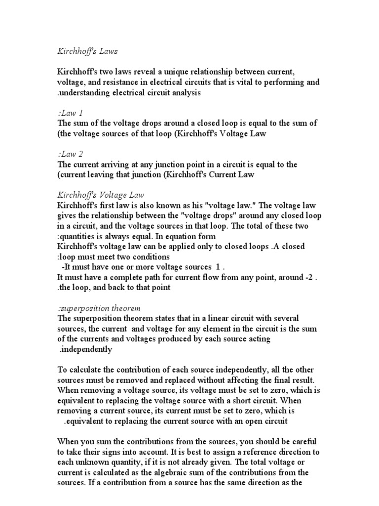 Kirchhoff's Laws | PDF | Electrical Network | Voltage