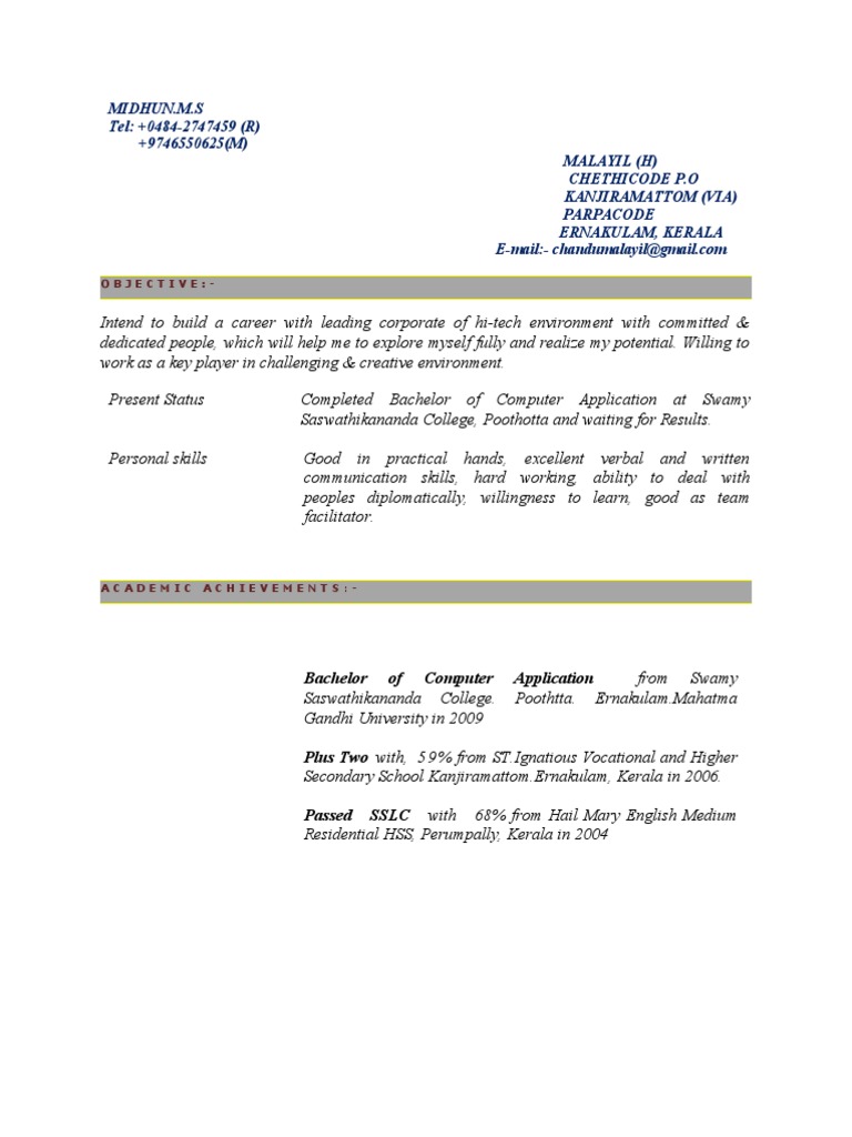 Midhun Resume | PDF | Computing | Software