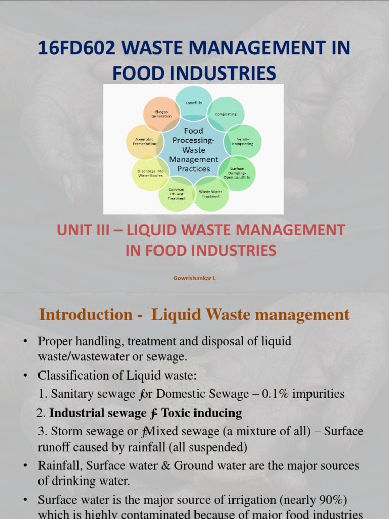 Liquid Waste Management in Food Industries | PDF | Sewage Treatment ...