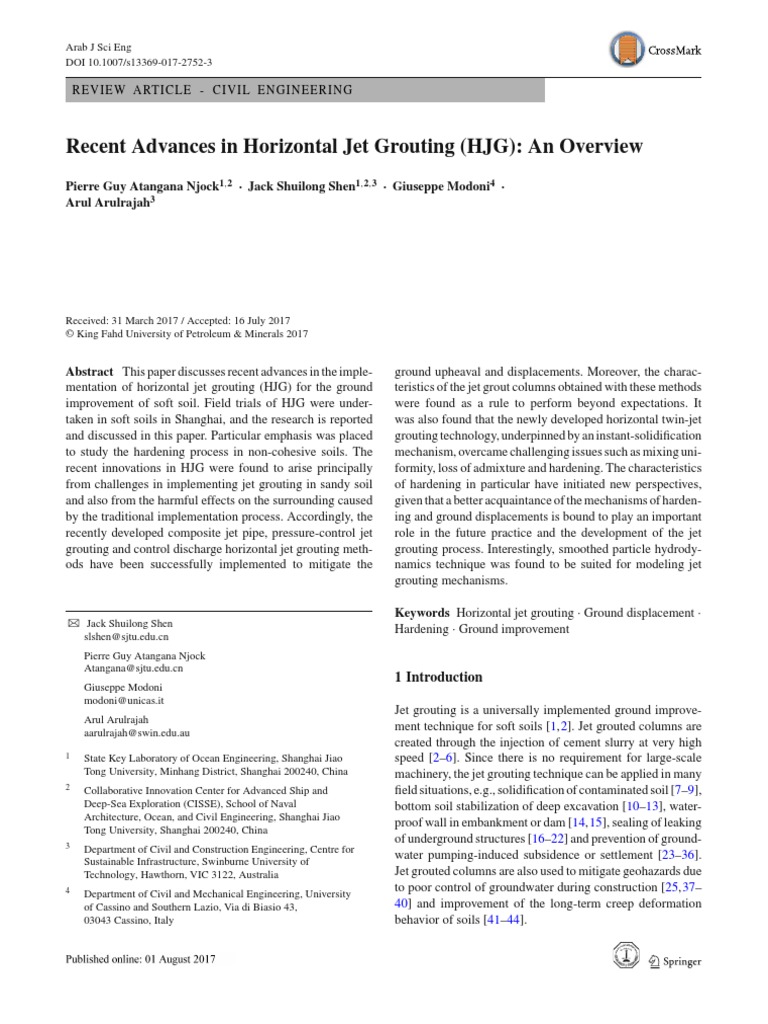 Recent Advances in Horizontal Jet Grouting | PDF | Nozzle | Soil