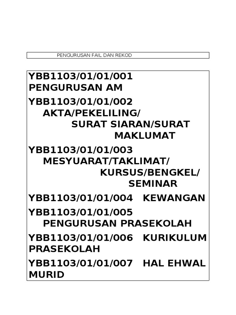 Pengurusan Fail Dan Rekod Prasekolah | PDF