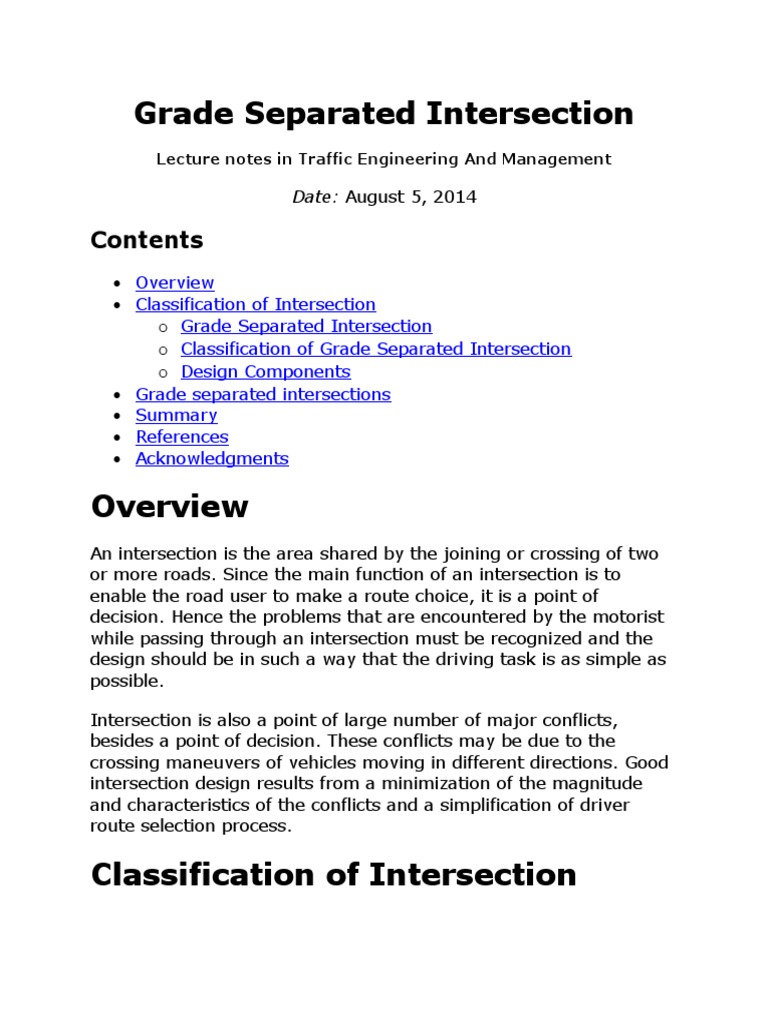 Grade Separated Intersection Lecture Not | PDF | Interchange (Road ...
