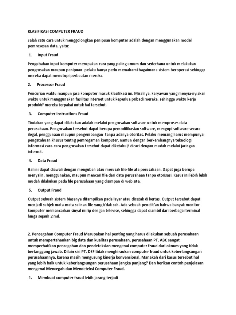 Klasifikasi Computer Fraud | PDF