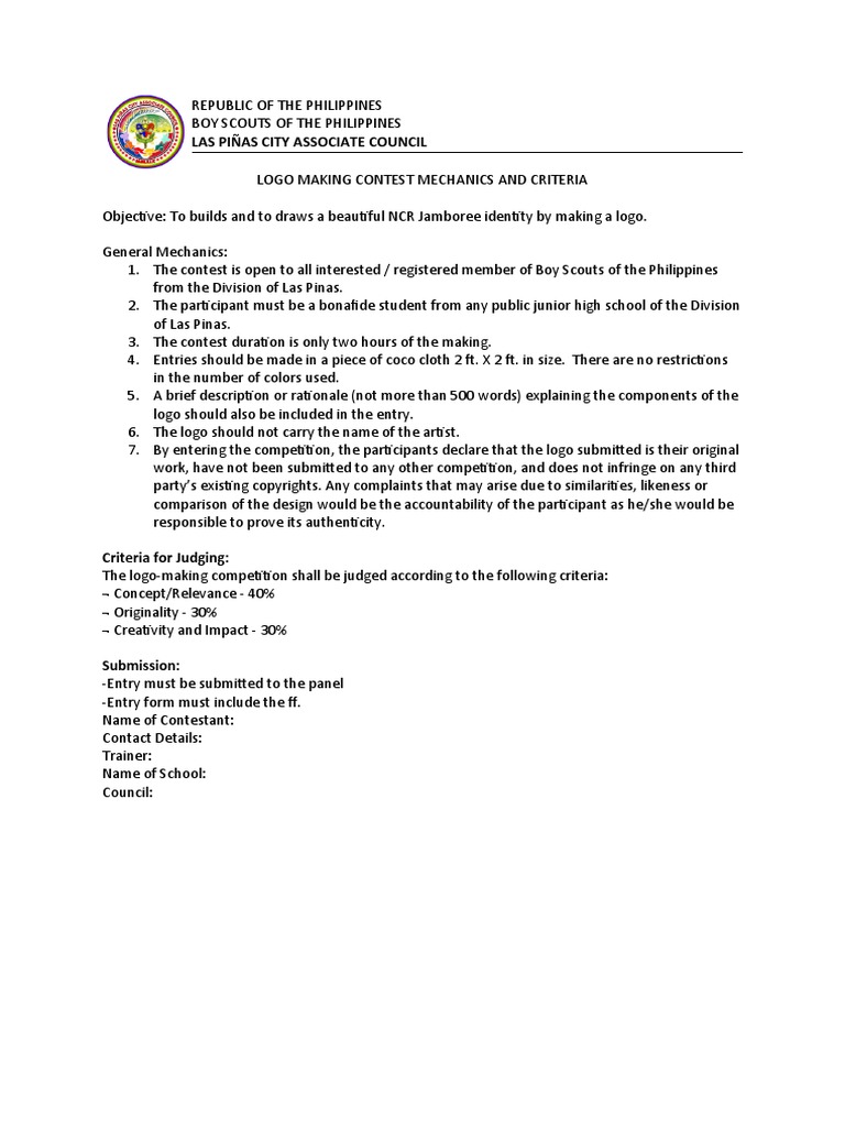 Mechanics and Criteria For Logo Making Contest | PDF
