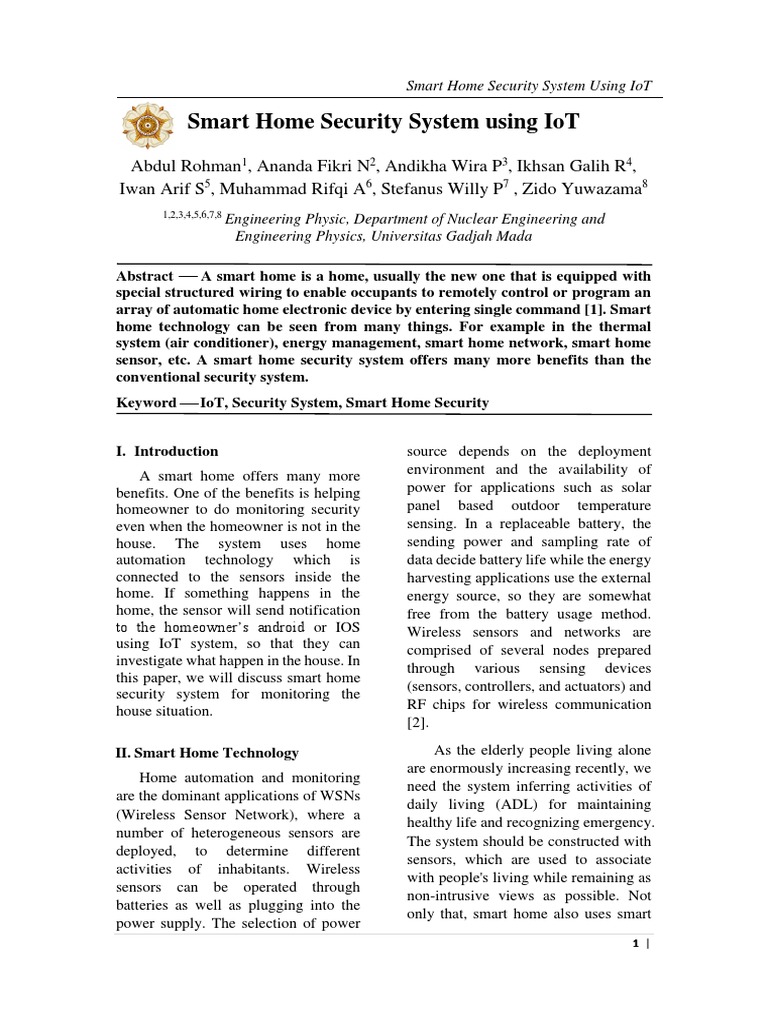 IoT-based Smart Home Security System | PDF | Wi Fi | Ieee 802.11