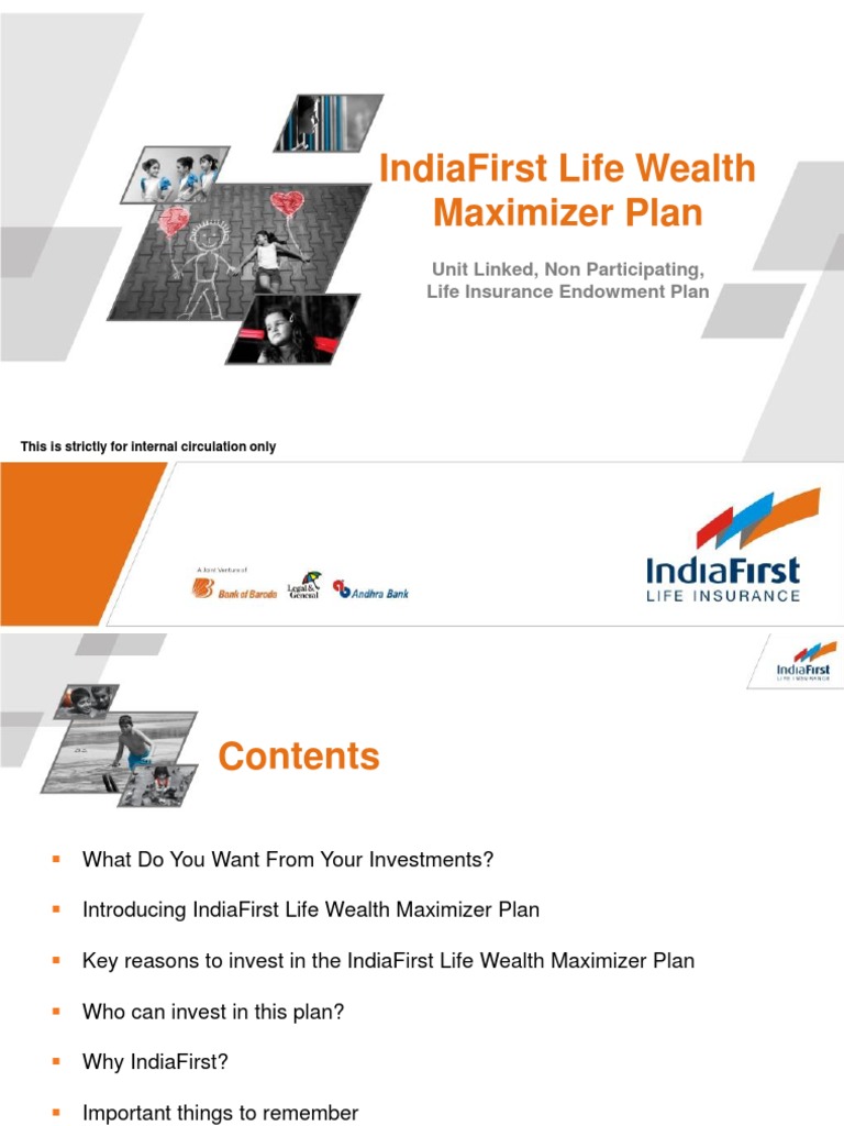 IndiaFirst Life Wealth Maximizer Plan Overview | PDF | Life Insurance ...
