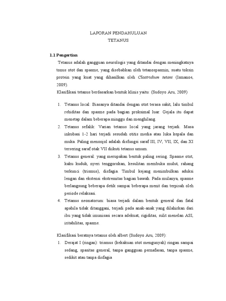 Laporan Pendahuluan Tetanus-1 | PDF
