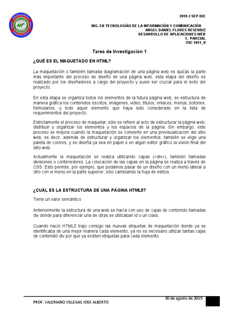 Tarea de Inv. 1 Estructura Web | PDF | HTML | Red mundial