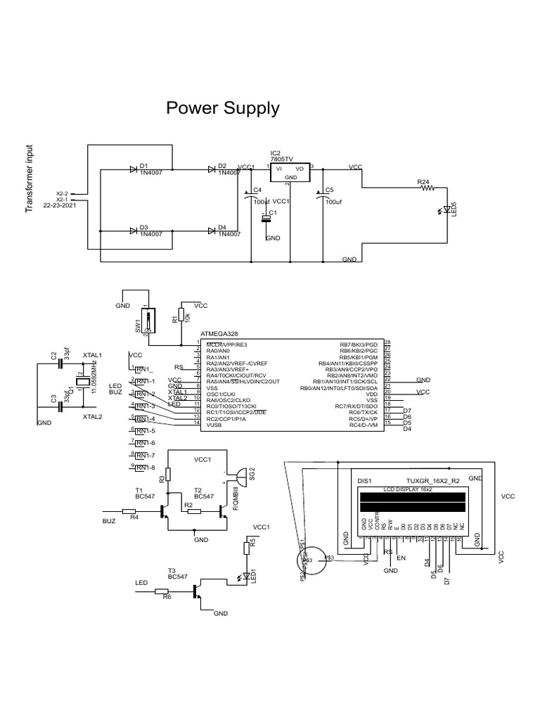 ATmega328P Circuit and Power Supply Diagram | PDF | Chess
