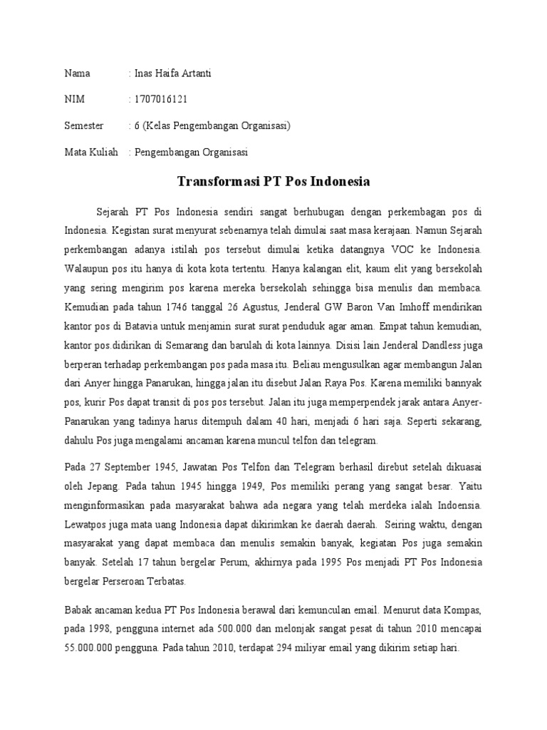 Transformasi PT Pos Indonesia | PDF