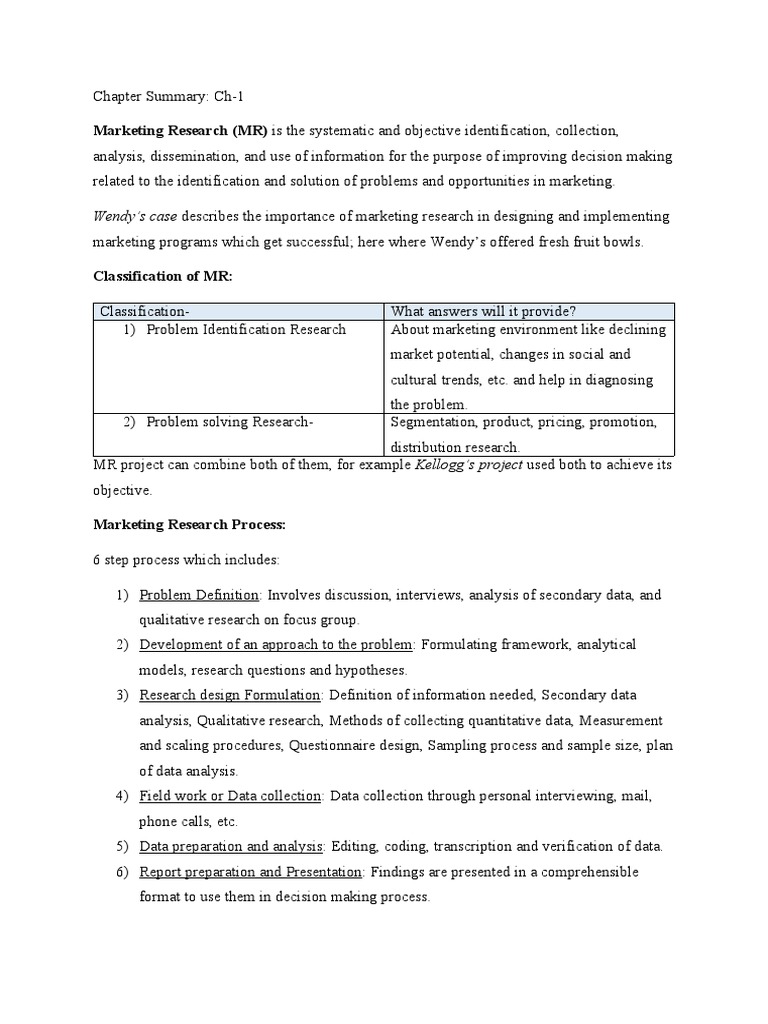 Chapter 1 Summary | PDF | Marketing Research | Marketing