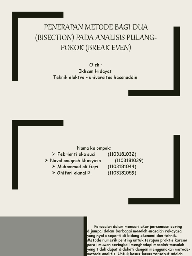 Penerapan Metode Bagi-Dua (Bisection) Pada Analisis | PDF