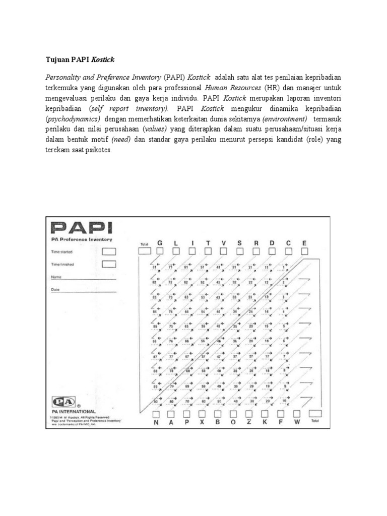 Tujuan PAPI Kostick BENER | PDF | Karier & Perkembangan
