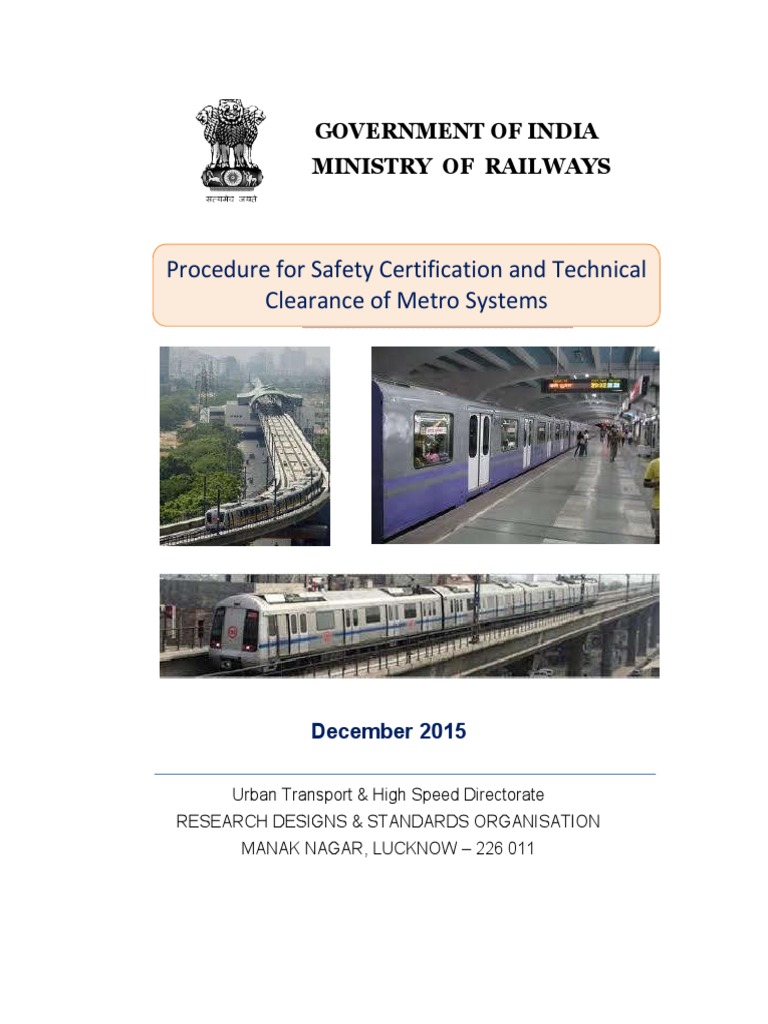 Procedure For Safety Certification and Technical Clearance of Metro ...