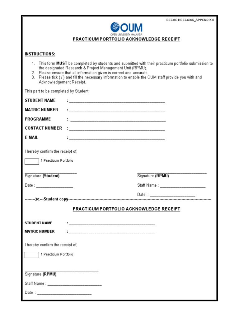 Appendix 8 Acknowledge Receipt Form | PDF