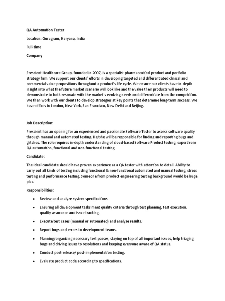 QA Automation Tester | PDF | Software Engineering | Computing