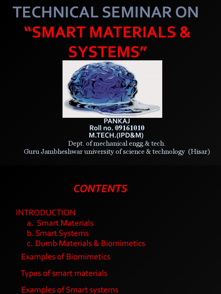"Smart Materials & Systems": Technical Seminar On | PDF ...