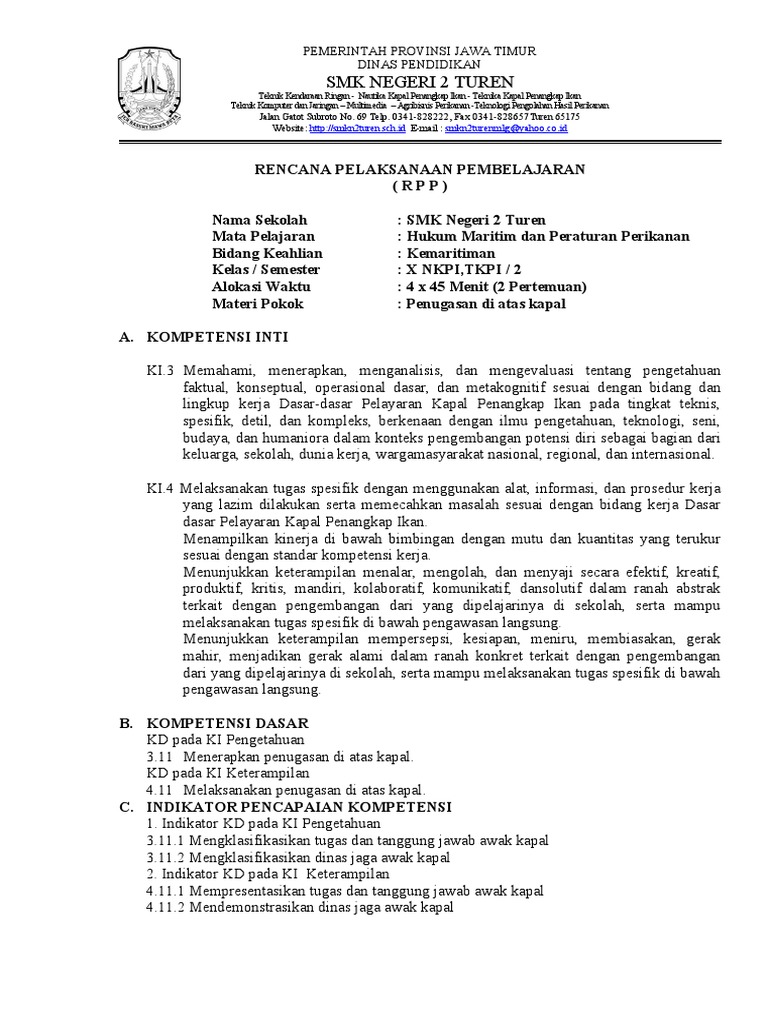 RPP 3.11 Hukum Maritim | PDF