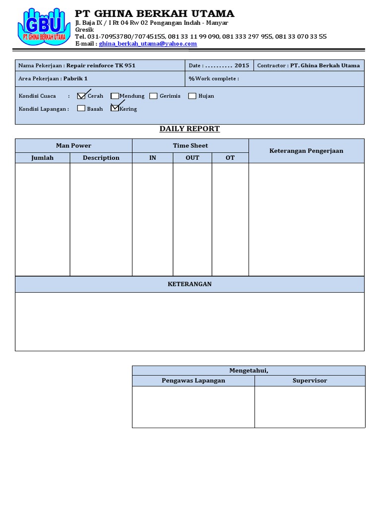 Contoh Daily Report | PDF
