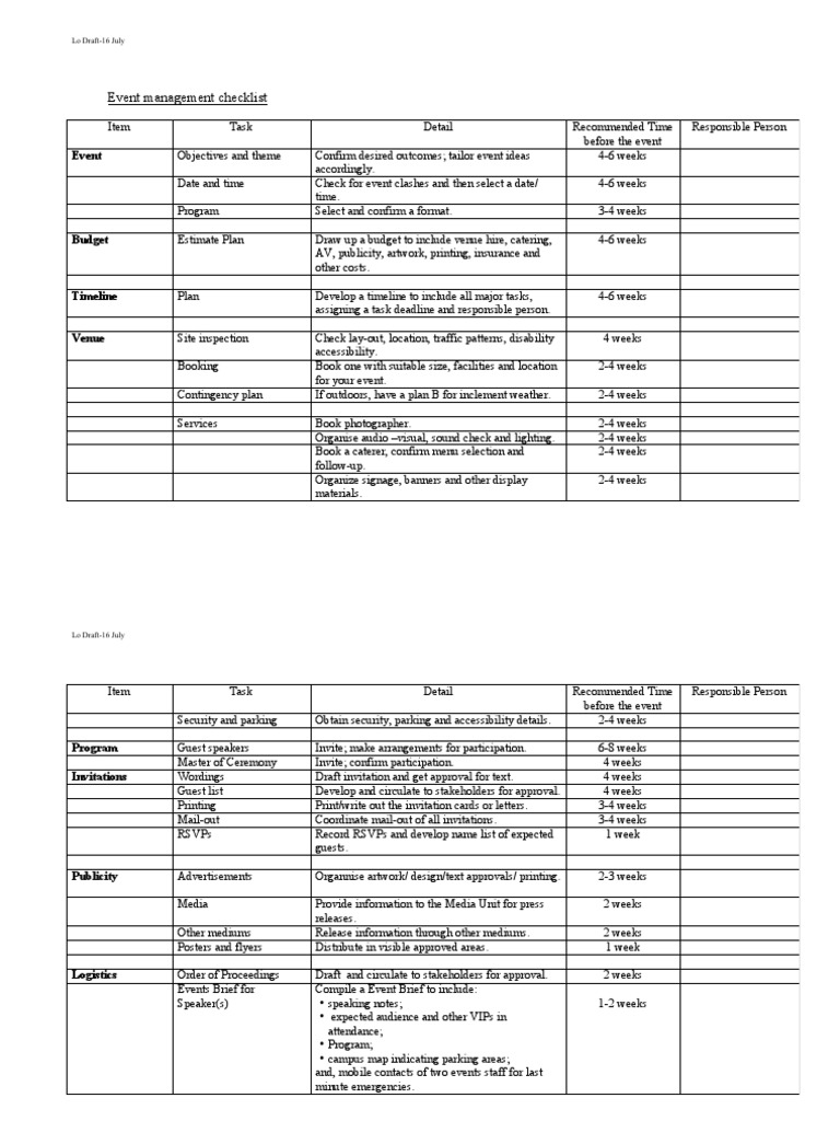 Event Management Checklist PDF | PDF | Accessibility | Business