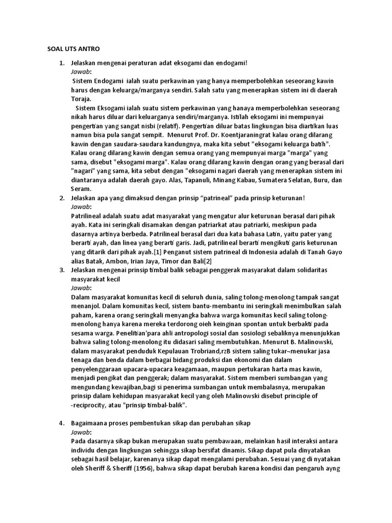 Soal Uts Antro | PDF