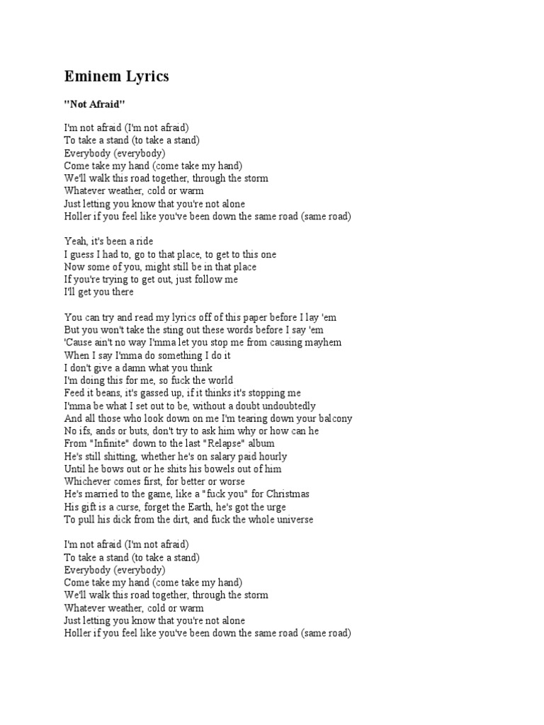 Not Afraid Lyrics | PDF