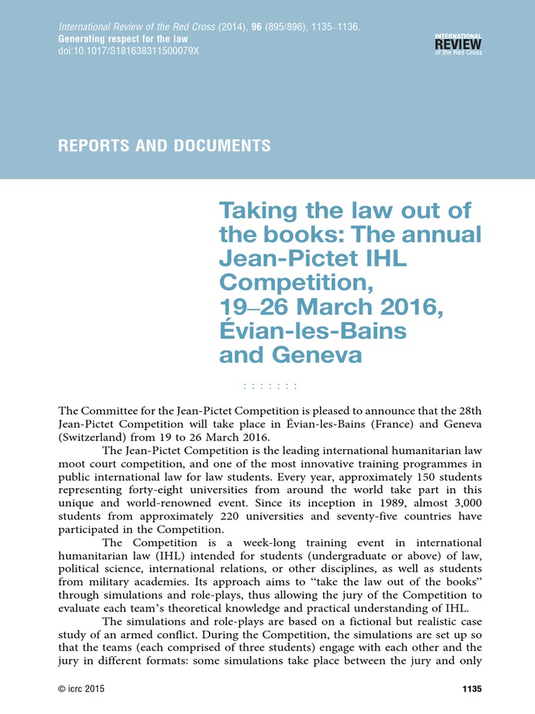 Jean-Pictet IHL Competition 2016 Details | PDF | International ...