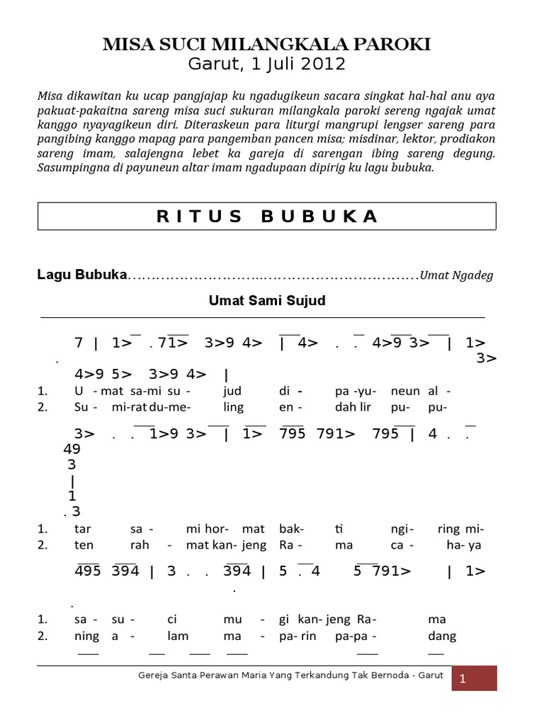 Misa Syukur Hut Paroki | PDF