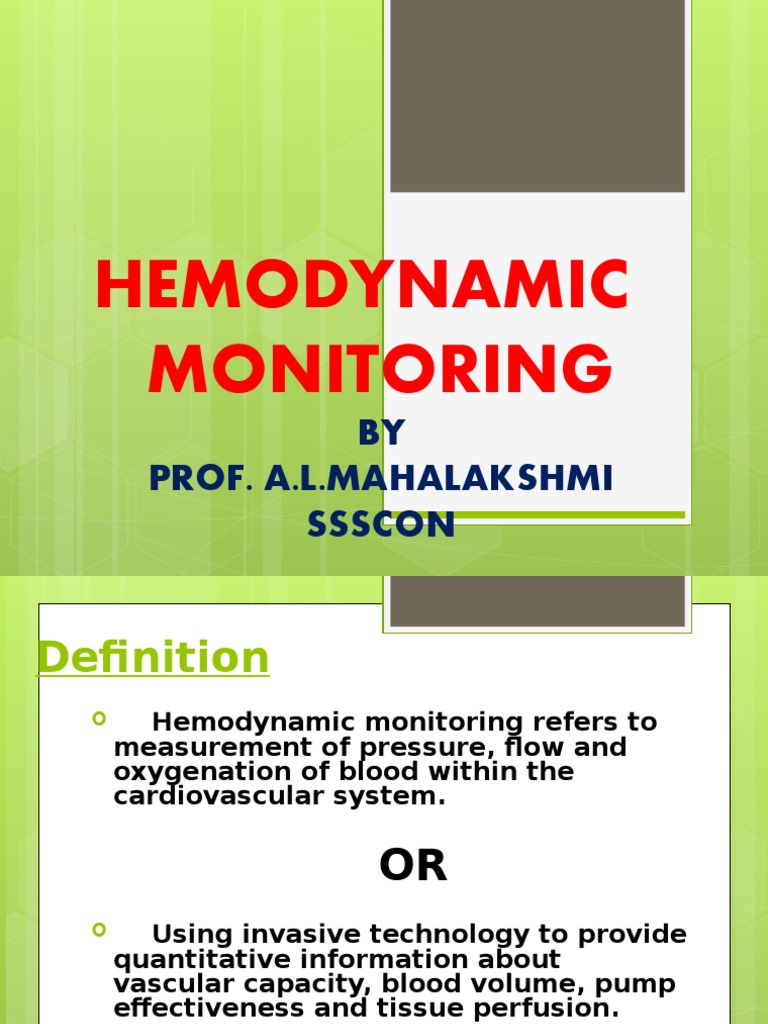 Hemodynamic Monitoring For Nurses | PDF | Blood Pressure | Hemodynamics