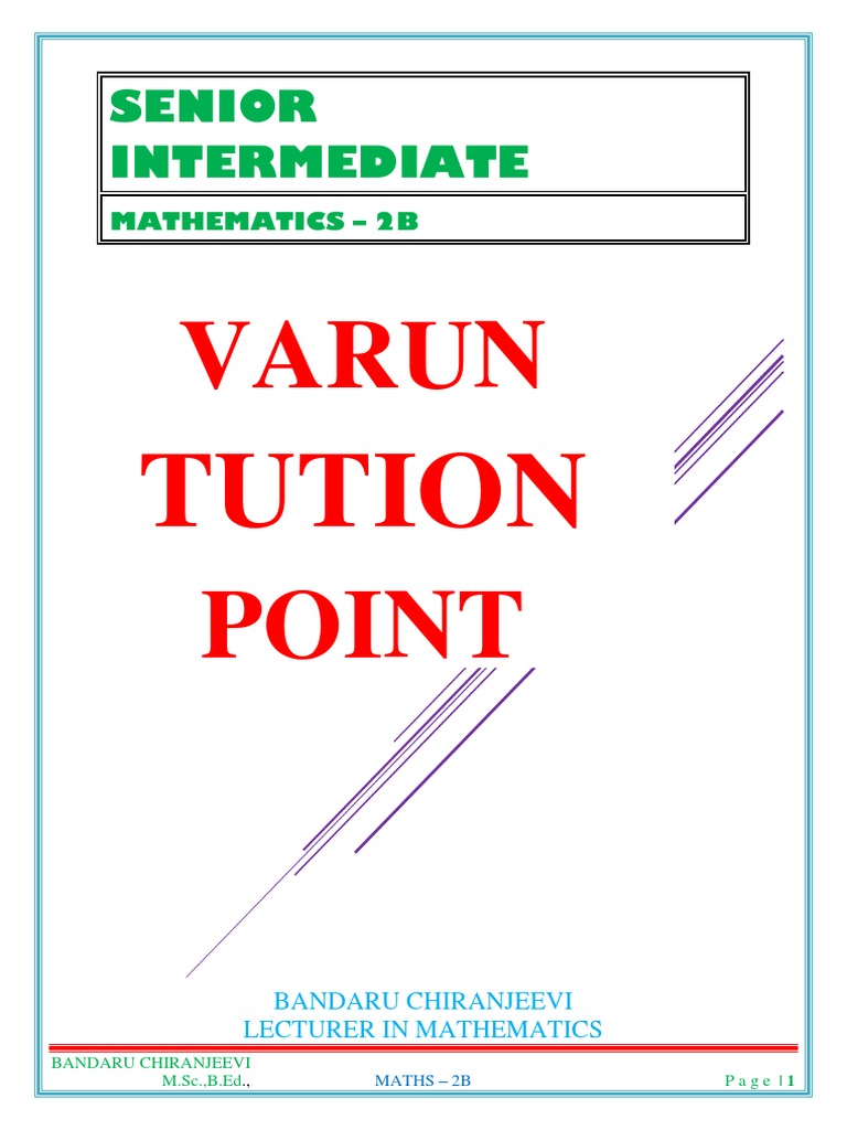 Mathematics - 2B (V. Imp Questions) | PDF | Ellipse | Circle