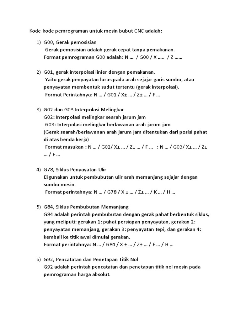 Kode MESIN CNC | PDF