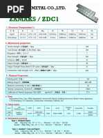 Zamak 5 Data Sheet | PDF | Strength Of Materials | Alloy